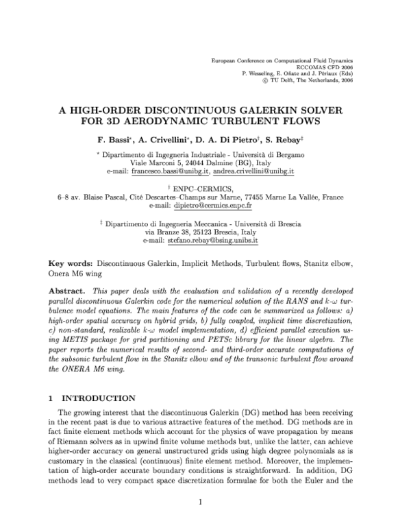Pdf A High Order Discontinuous Galerkin Method For Compressible Turbulent Flows