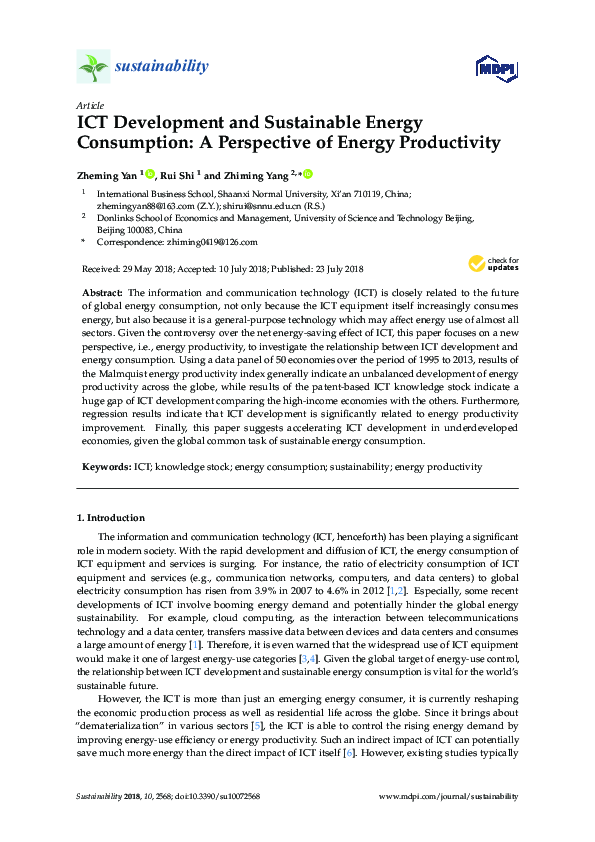 (PDF) ICT Development and Sustainable Energy Consumption: A Perspective ...