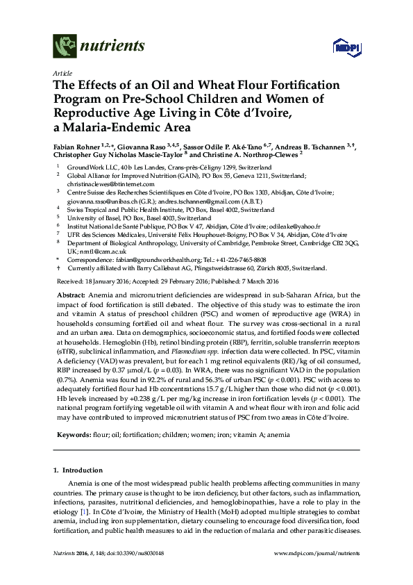 (PDF) The Effects of an Oil and Wheat Flour Fortification Program on ...