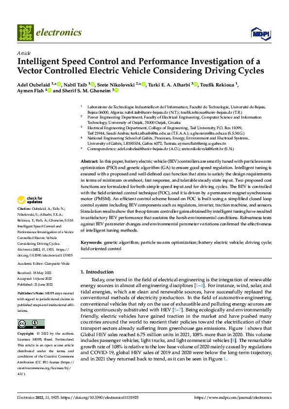 Pdf Intelligent Speed Control And Performance Investigation Of A Vector Controlled Electric