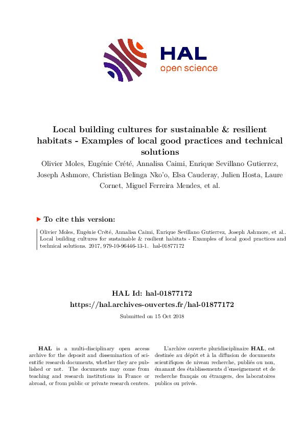 (PDF) Local building cultures for sustainable & resilient habitats ...