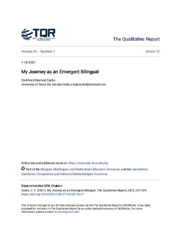 (PDF) My Journey as an Emergent Bilingual