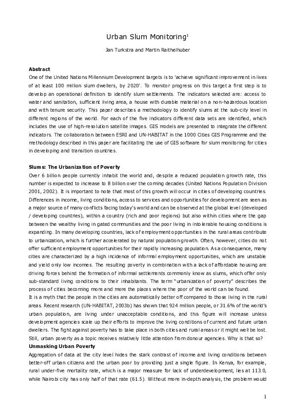 (PDF) 1 Urban Slum Monitoring1
