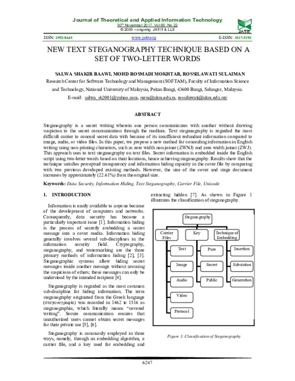 (PDF) New text steganography technique based on a set of two-letter words