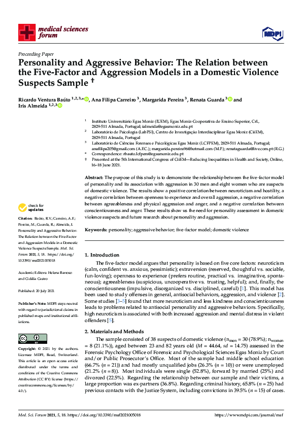 (PDF) Personality and Aggressive Behavior: The Relation between the ...