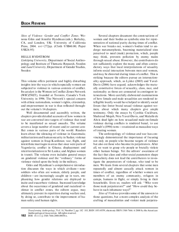 (PDF) Sites of Violence: Gender and Conflict Zones by Wenona Giles and ...