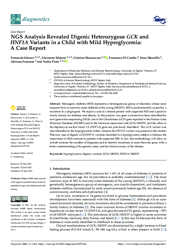 (PDF) NGS Analysis Revealed Digenic Heterozygous GCK and HNF1A Variants ...