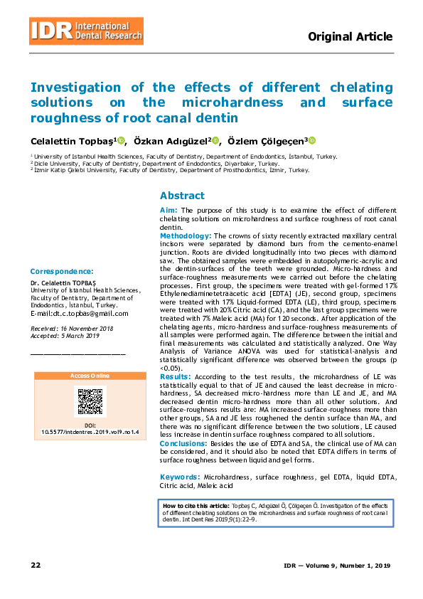 (PDF) Investigation of the effects of different chelating solutions on ...