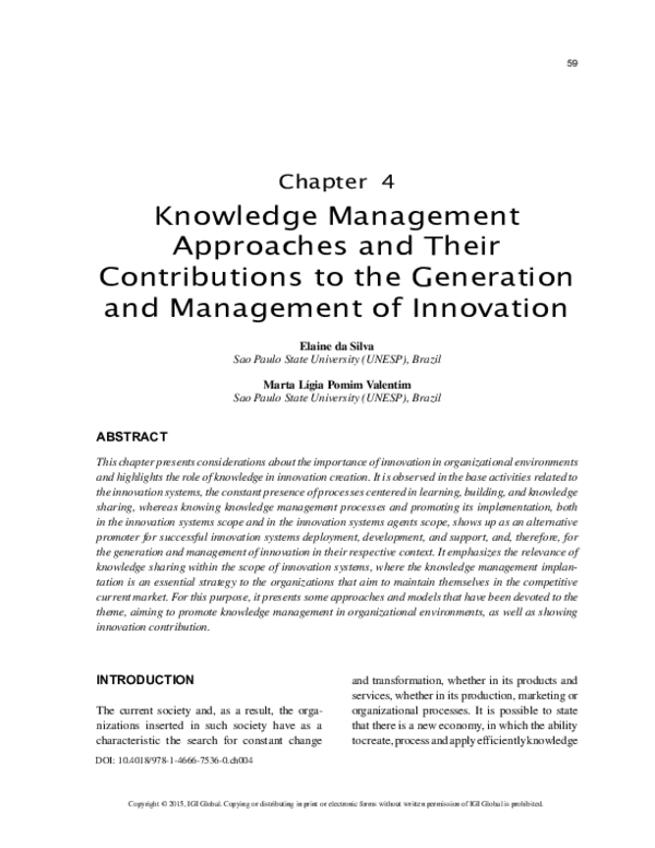 (PDF) Knowledge Management Approaches and Their Contributions to the Generation and Management ...