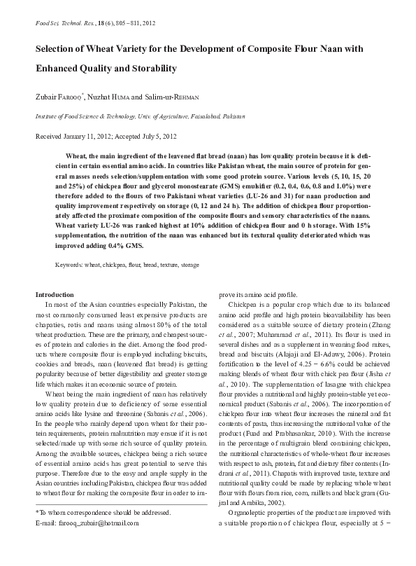 (PDF) Selection of Wheat Variety for the Development of Composite Flour ...