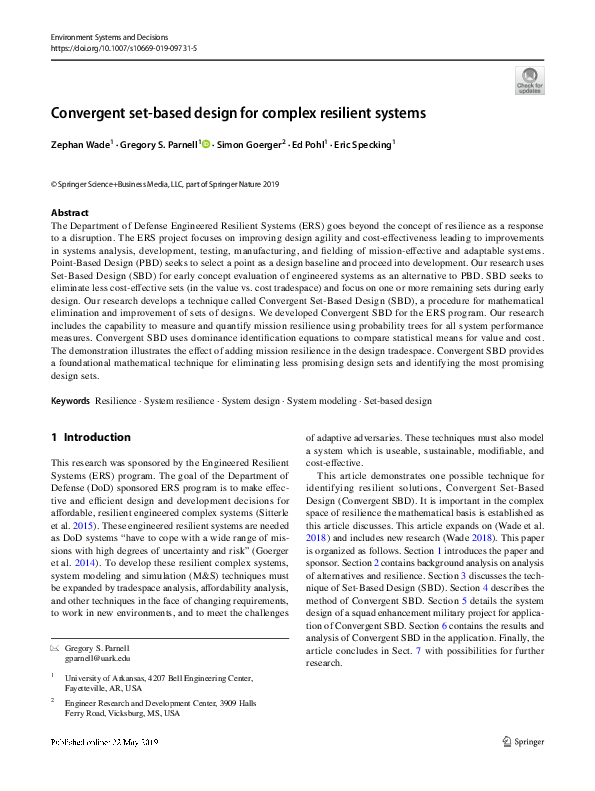 (PDF) Convergent set-based design for complex resilient systems ...