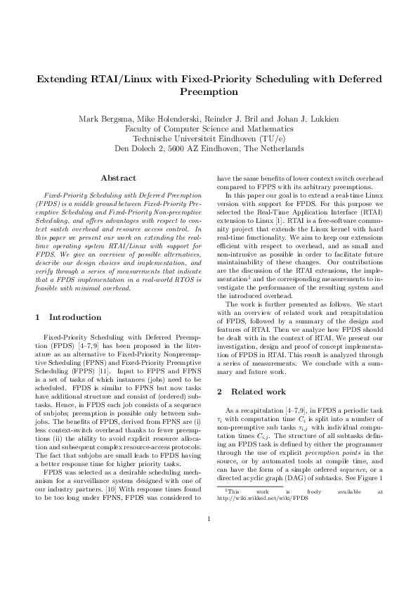 (PDF) Extending rtai/linux with fixed-priority scheduling with deferred preemption