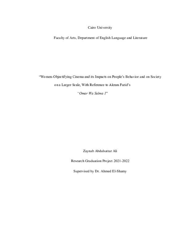 (PDF) "Women-Objectifying Cinema and its Impacts on People's Behavior ...