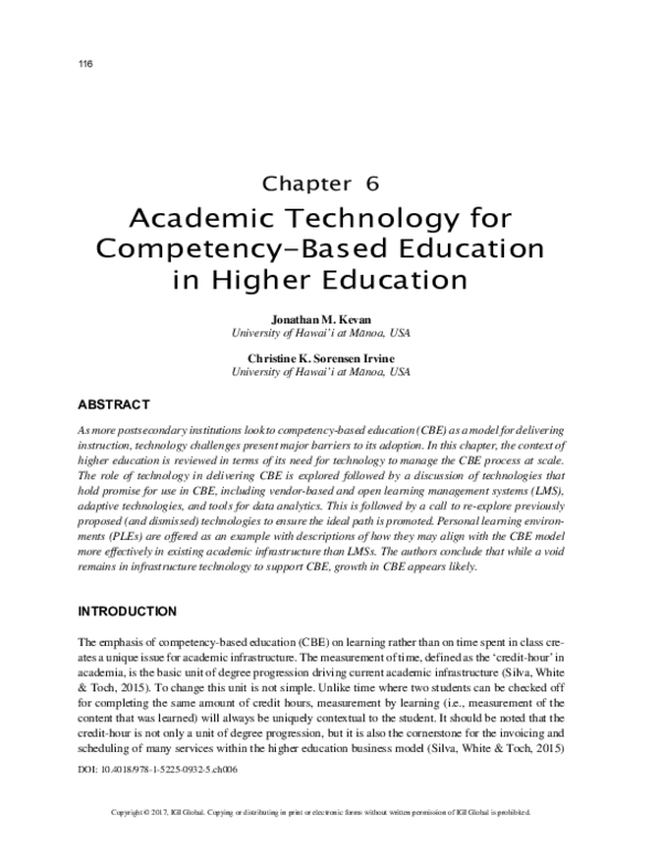 (PDF) Academic Technology for Competency-Based Education in Higher ...