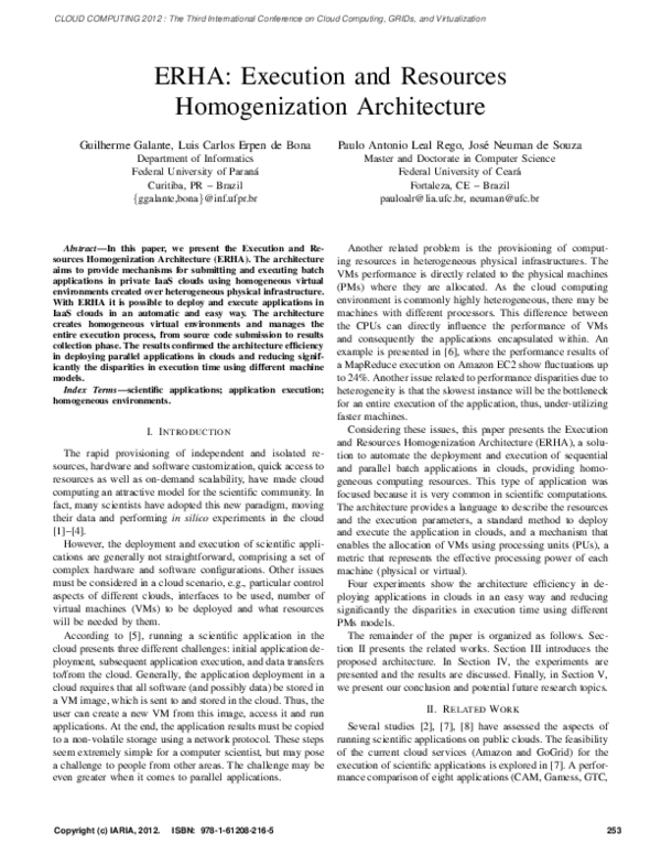 (PDF) Erha: Execution and resources homogenization architecture