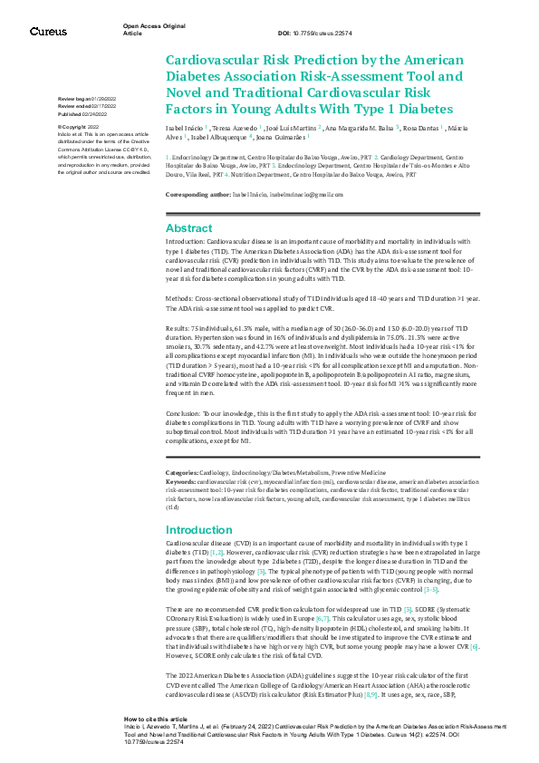 (PDF) Cardiovascular Risk Prediction by the American Diabetes ...
