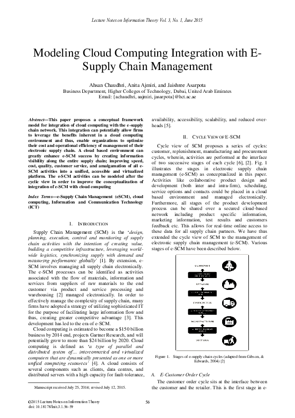 (PDF) Modeling Cloud Computing Integration with E-Supply Chain Management