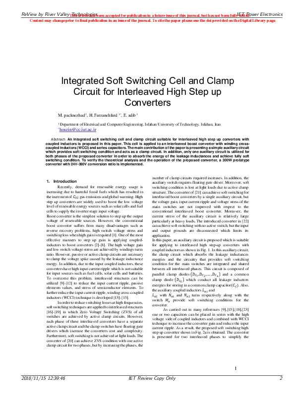 (PDF) Integrated soft switching cell and clamp circuit for interleaved high‐step‐up converters