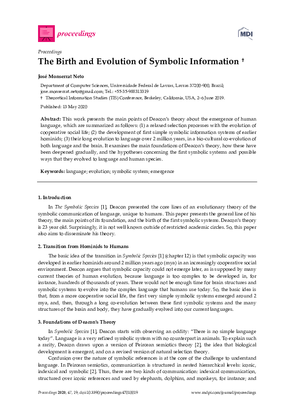 (PDF) The Birth and Evolution of Symbolic Information