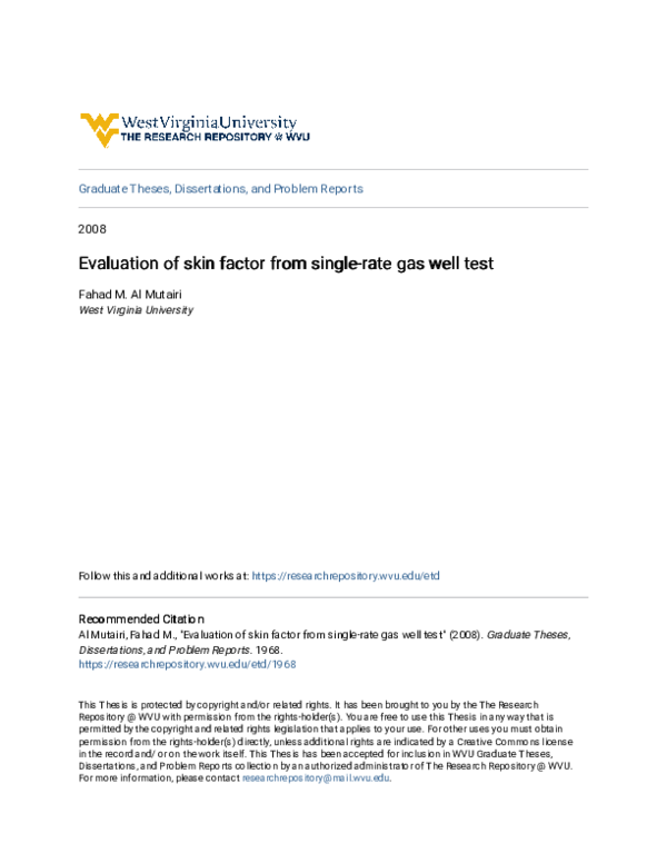 (PDF) Evaluation of Skin Factor from Single-Rate Gas-Well Test