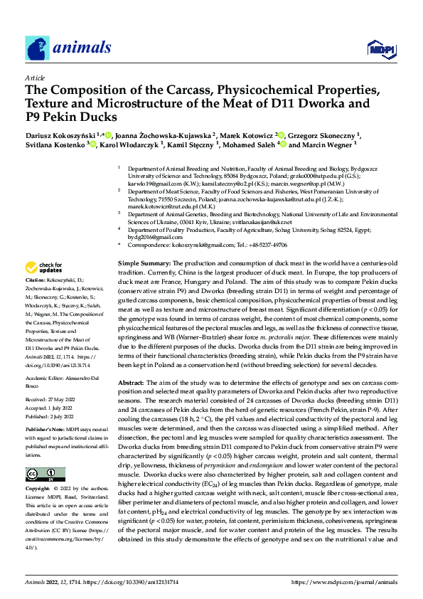 (PDF) The Composition of the Carcass, Physicochemical Properties, Texture and Microstructure of ...