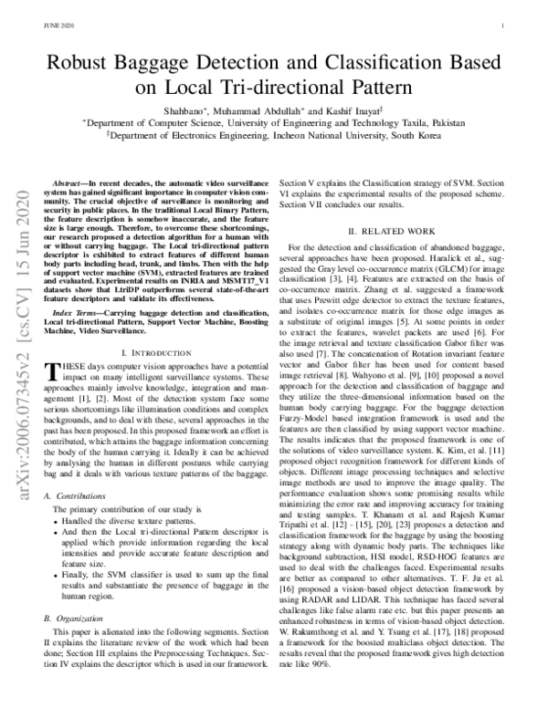 (PDF) Robust baggage detection and classification based on local tri-directional pattern