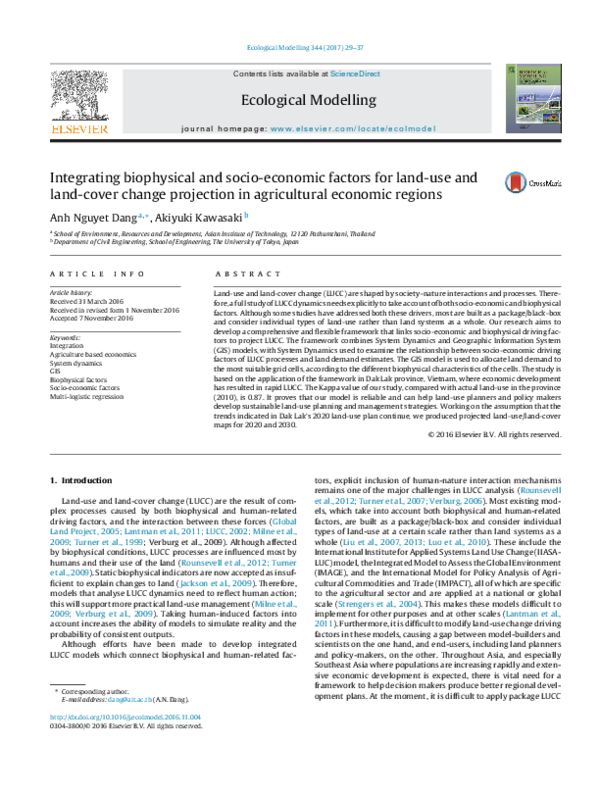 (PDF) Integrating biophysical and socio-economic factors for land-use ...