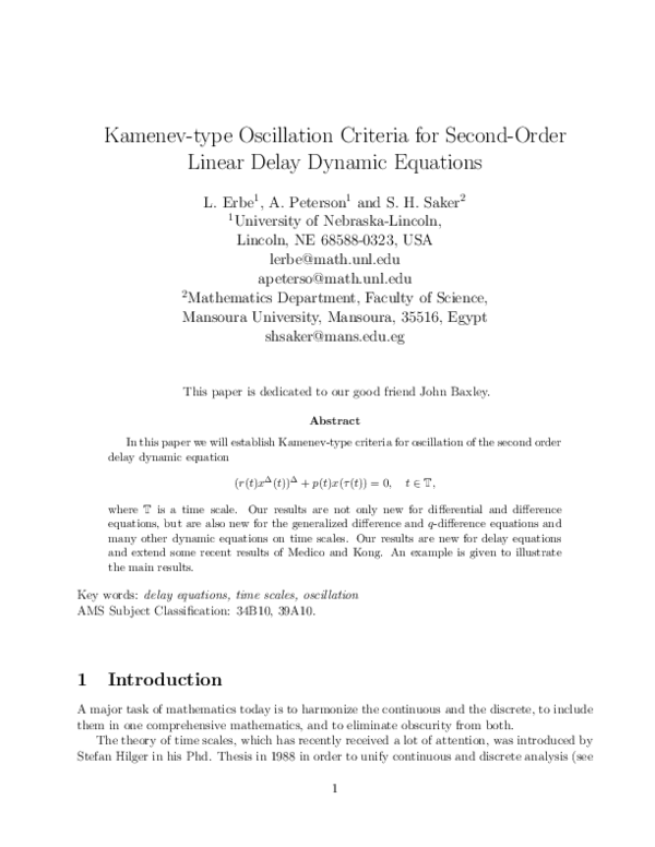 Pdf Kamenev Type Oscillation Criteria For Second Order Linear Delay