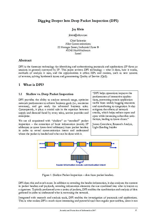 (PDF) Digging Deeper Into Deep Packet Inspection ( DPI )