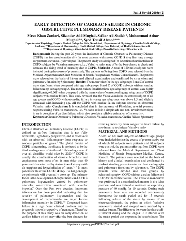 (PDF) Early Detection of Cardiac Failure in Chronic Obstructive Pulmonary Disease Patients