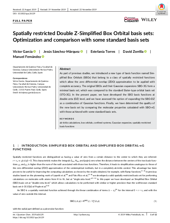 (PDF) Spatially restricted Double Z‐Simplified Box Orbital basis sets: Optimization and ...