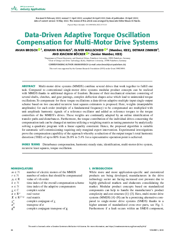 (PDF) Adaptive Torque Compensation in Multi-Motor Systems