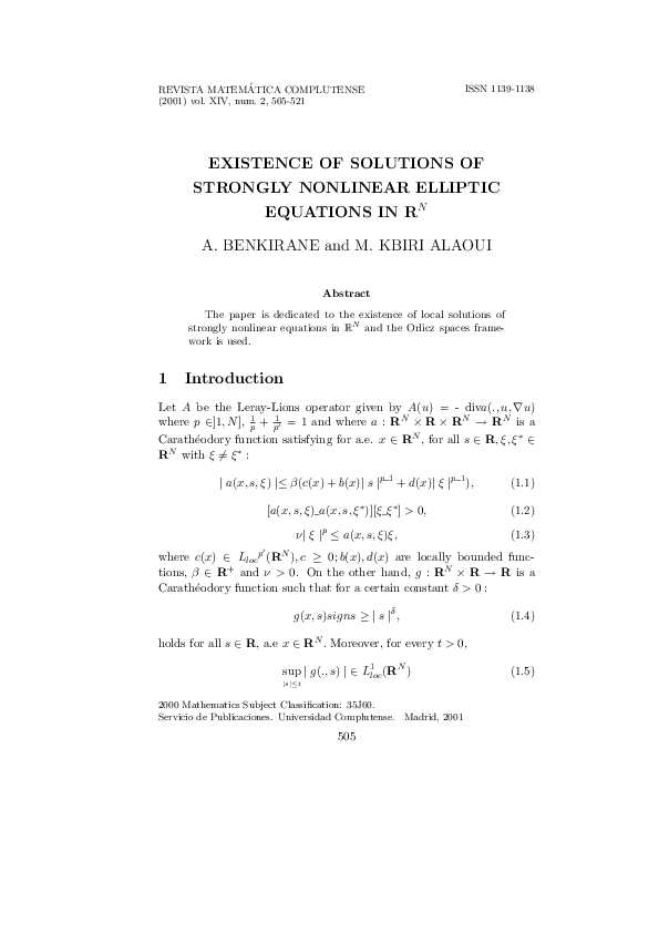 Pdf Local Solutions Of Nonlinear Elliptic Equations