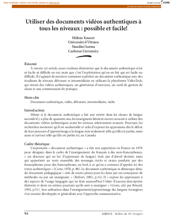 (PDF) Utiliser des documents vidéos authentiques à tous les niveaux ...