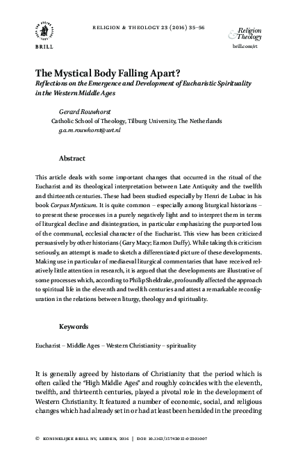 (PDF) The Mystical Body Falling Apart?