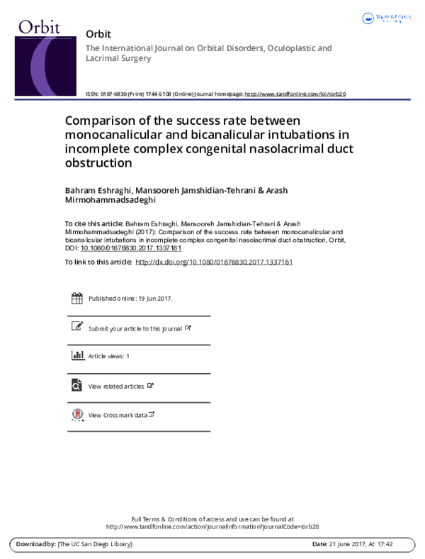 (PDF) Comparison of the success rate between monocanalicular and ...