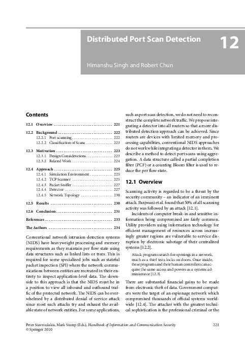 (PDF) Distributed Port Scan Detection