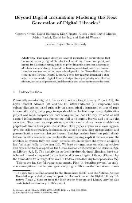(PDF) Beyond Digital Incunabula: Modeling the Next Generation of ...