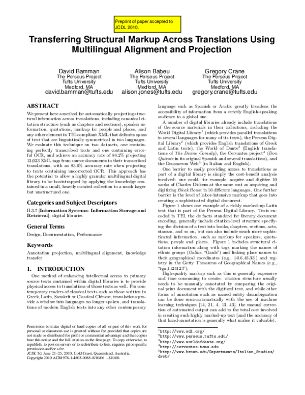 (PDF) Transferring structural markup across translations using ...