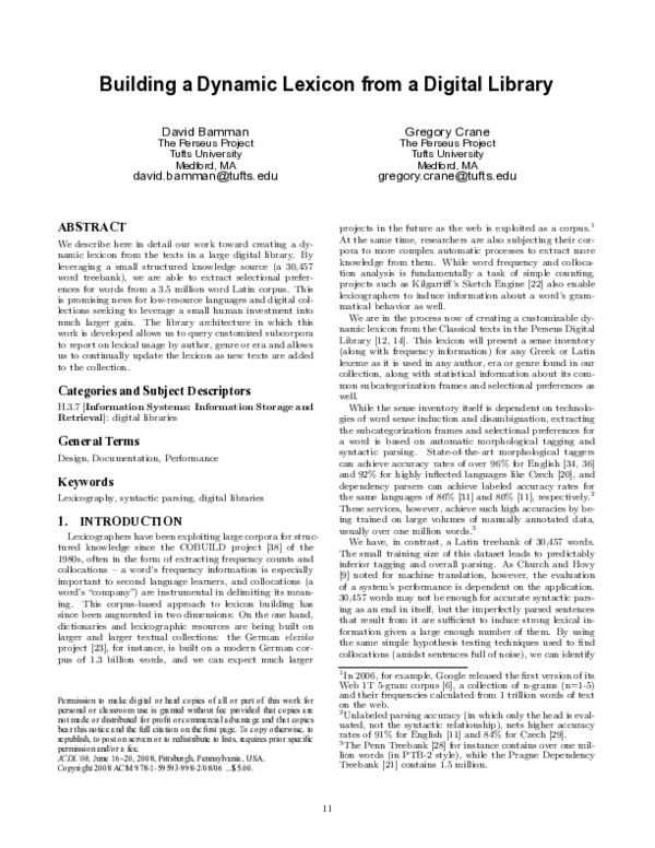 (PDF) Building a dynamic lexicon from a digital library