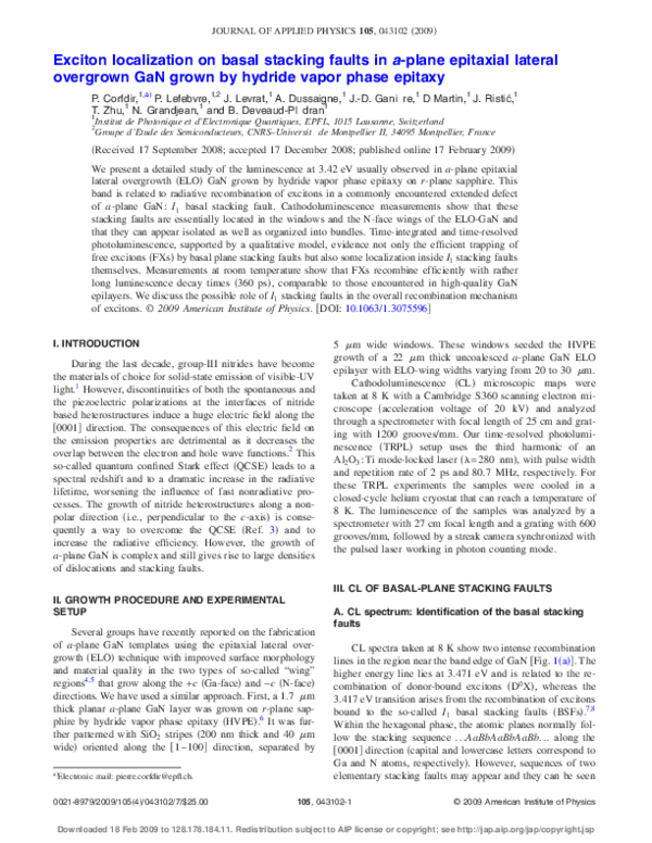 (PDF) Exciton localization on basal stacking faults in a-plane ...