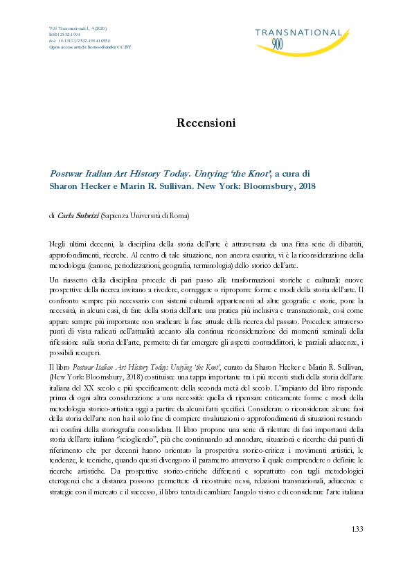 (PDF) recensione a: Postwar Italian Art History Today. Untying ‘the ...