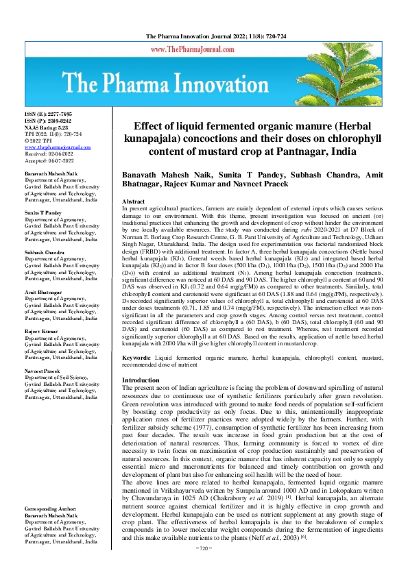 (PDF) Effect of liquid fermented organic manure (Herbal kunapajala ...