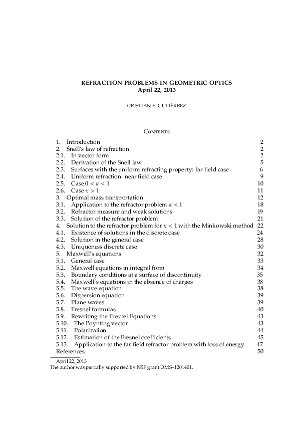 (PDF) Refraction Problems in Geometric Optics