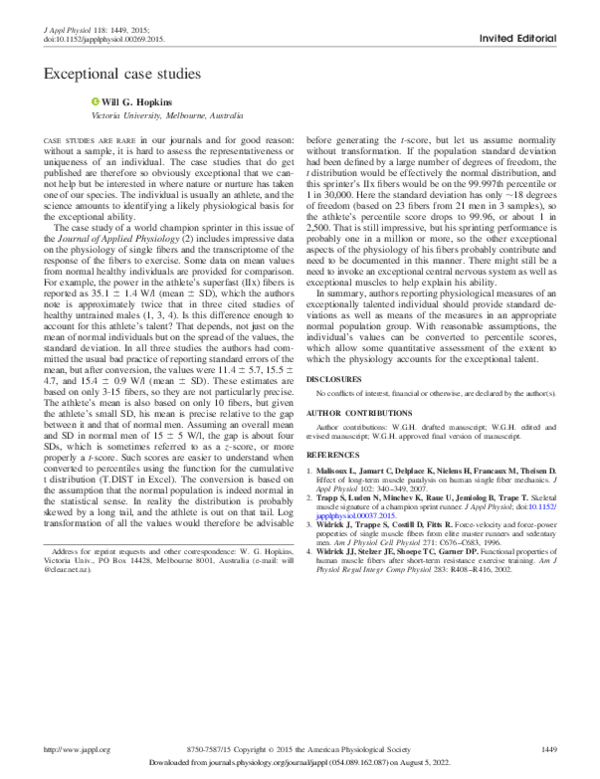 (PDF) Exceptional Case Studies