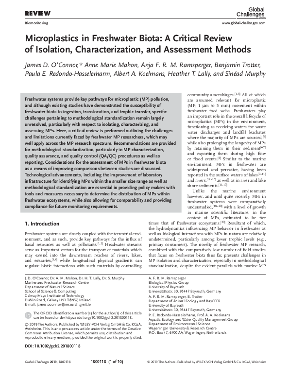 (PDF) Microplastics in Freshwater Biota: A Critical Review of Isolation, Characterization, and ...