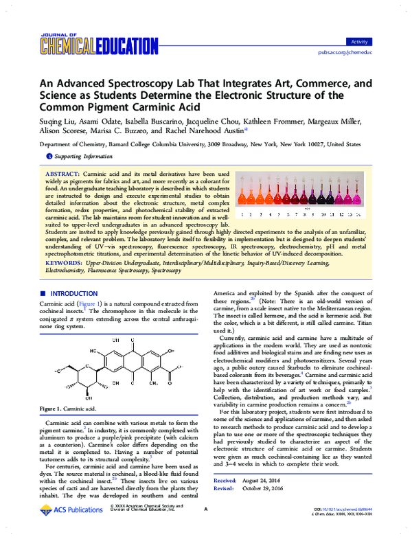 (PDF) An Advanced Spectroscopy Lab That Integrates Art, Commerce, and ...