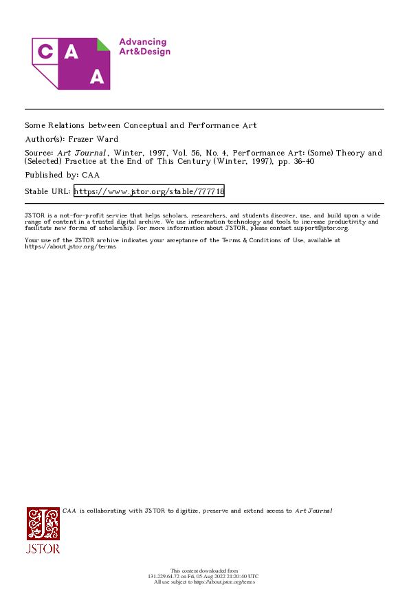 (PDF) Some Relations between Conceptual and Performance Art