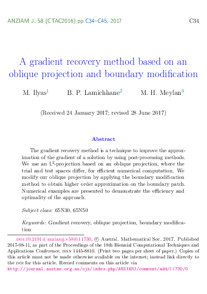 (PDF) A gradient recovery method based on an oblique projection and boundary modification