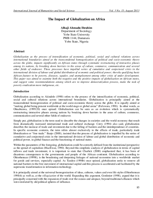 (PDF) The impact of globalization on Africa